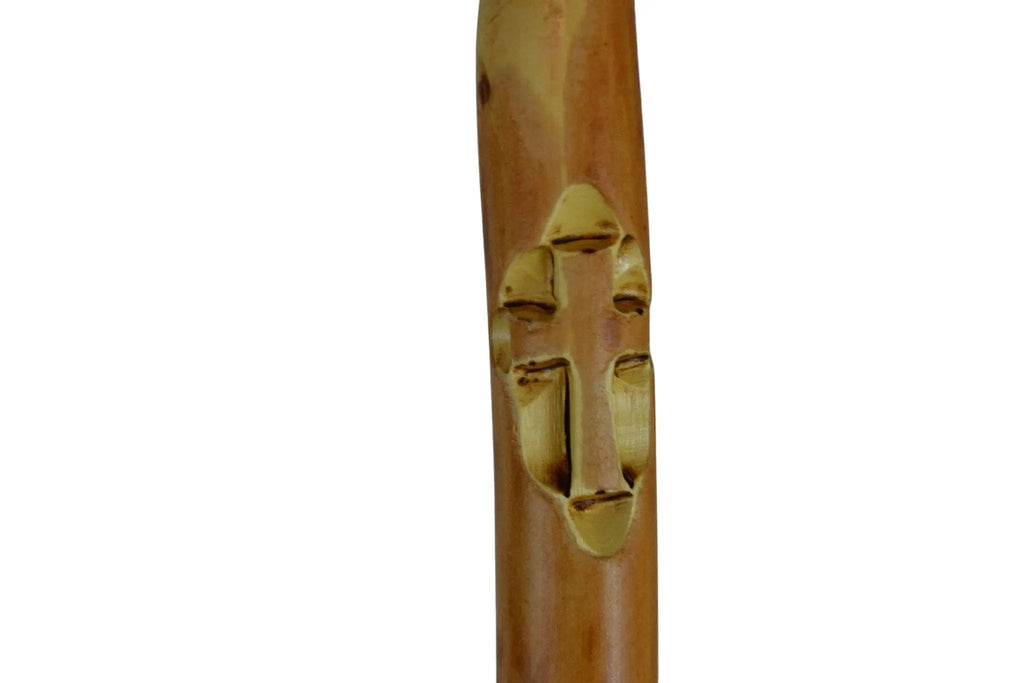 Walking stick with cross carving - Elegant Cross on Hardwood Staff ...