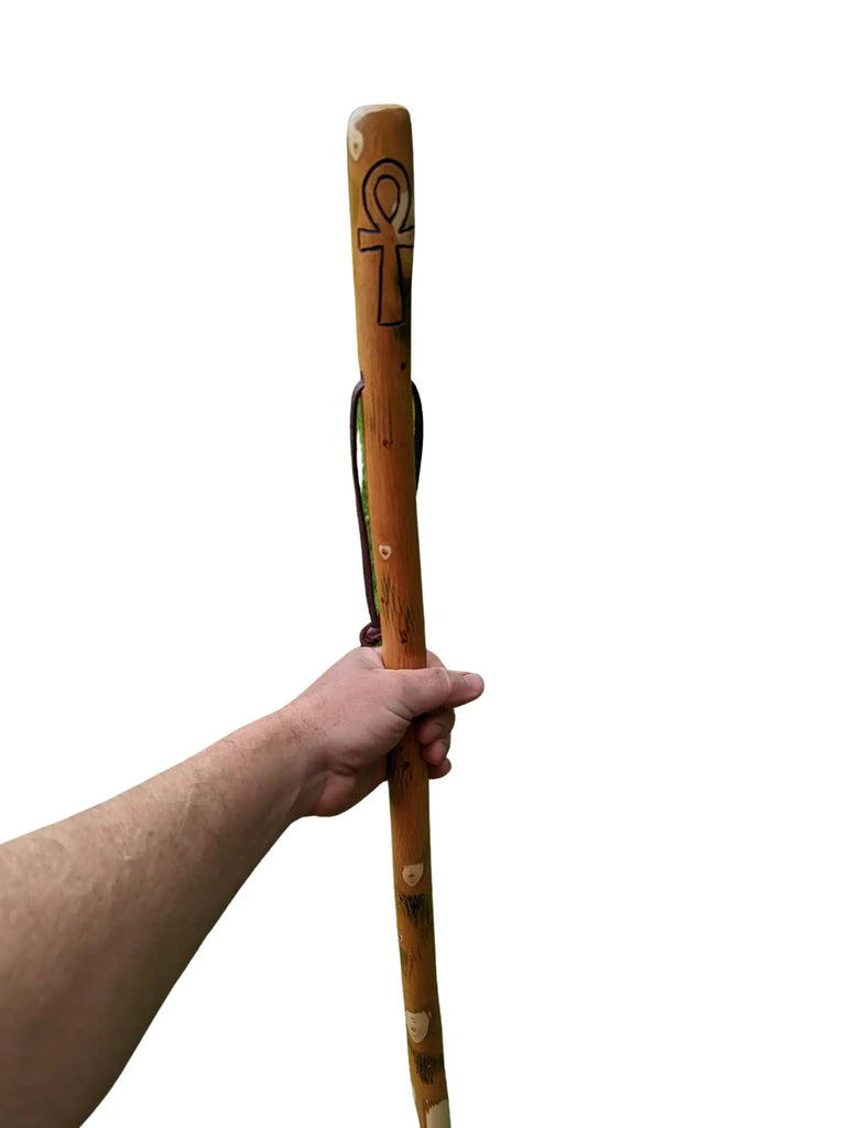 Carving of Ankh Cross Walking Stick, 2D Ankh Cross Hicking stick, Hand ...