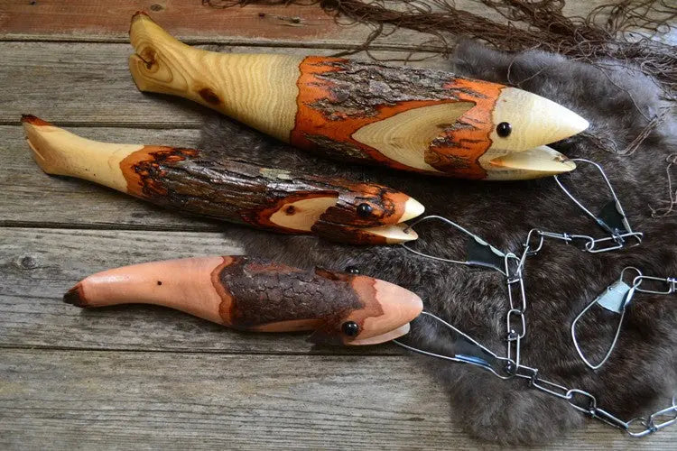 Fish on a Stringer, Wooden Lodge Decor, 3 Fish – Creation Carvings