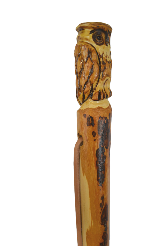 Walking Stick with Owl Carving - Handcrafted Hiking Staff – Creation ...