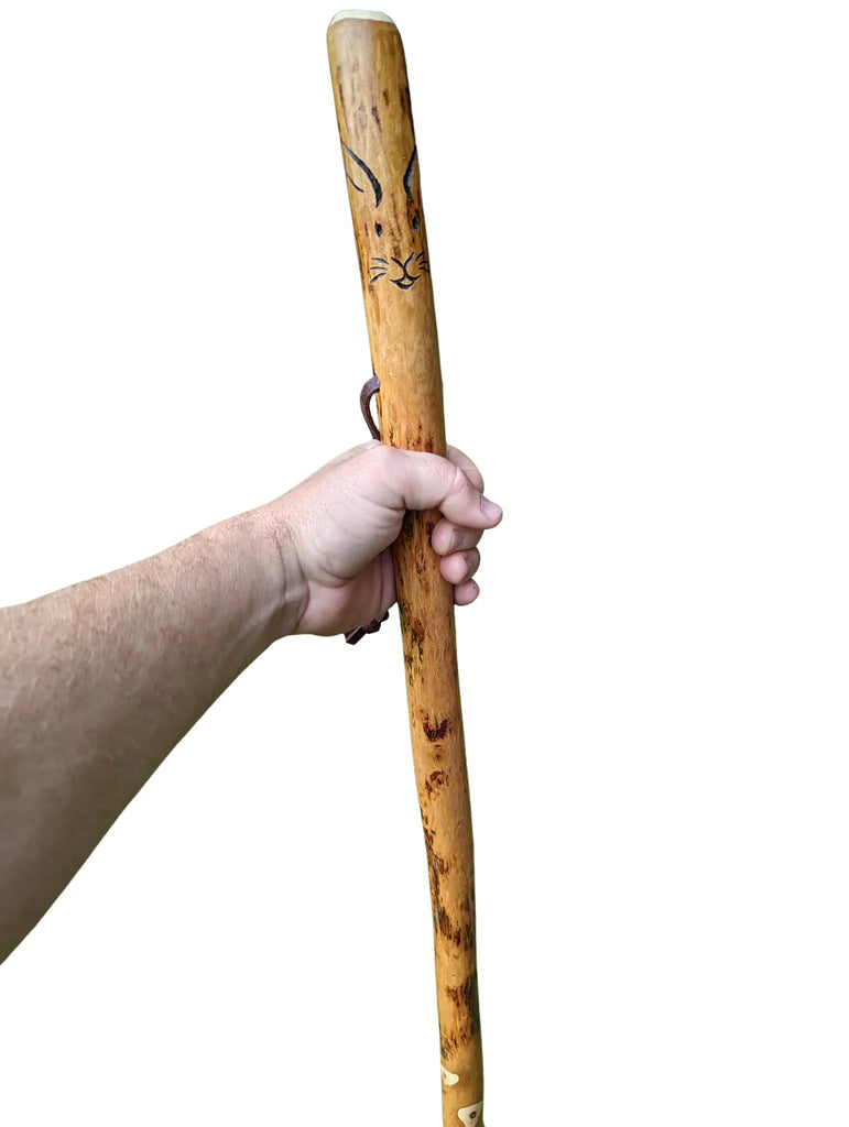 Carving of Rabbit on Walking Stick, 2D Rabbit walking stick carving on ...