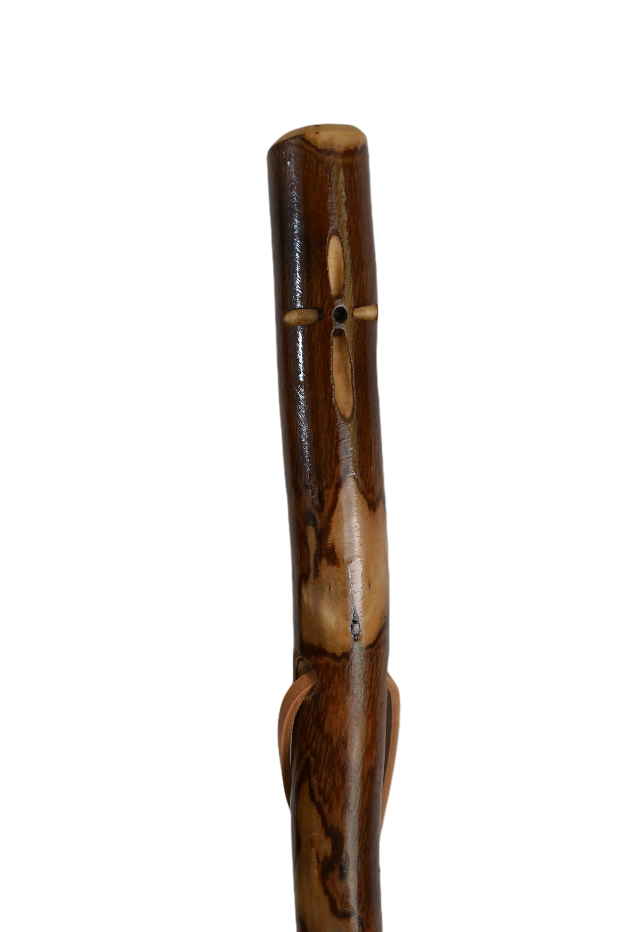 Dark Walking Stick with Cross Carving + Rubber Tip and Strap + Handmad ...