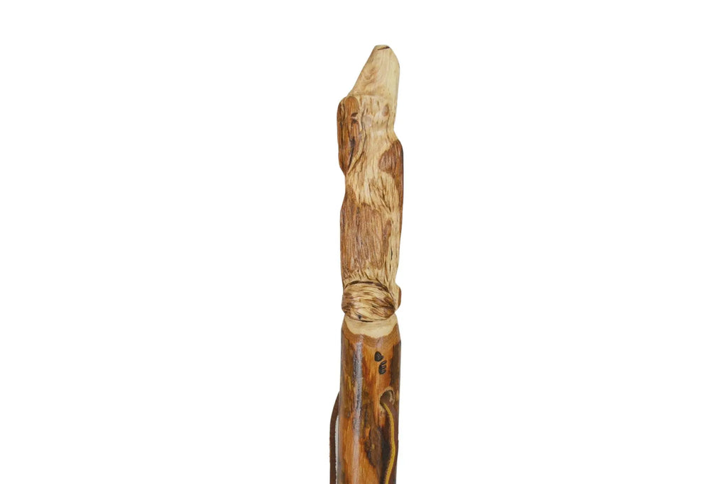 Wolf Hiking Stick, Walking Stick with Wolf or Coyote Carving ...